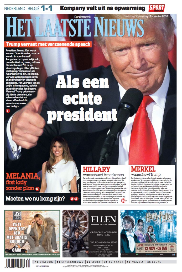 "Trump, de verzoener": dit zijn de internationale krantenkoppen | De Morgen